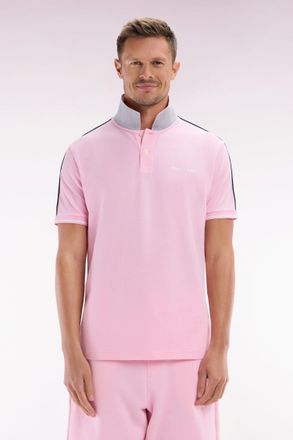 Eden Park Polo &Agrave; Manches Courtes Uni En Coton Rose Inscription Eden Park Coupe D&eacute;contract&eacute;e