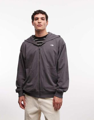 The North Face U Essential - Sweat &agrave; capuche oversize &agrave; fermeture &eacute;clair - Gris anthracite