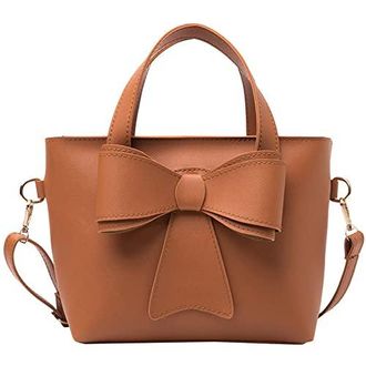 Generic Sac fourre-tout en cuir avec fermeture &eacute;clair pour femme, sac &agrave; main tendance avec noeud papillon et poign&eacute;e sur le dessus, jaune, Medium