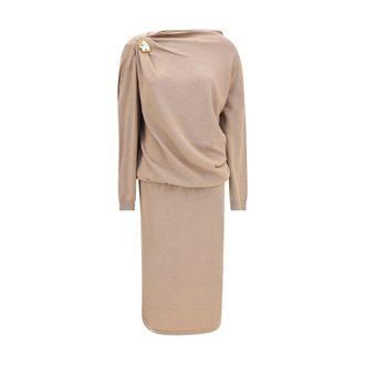 Fabiana Filippi Femme, Robes, Beige, Taille: 36 FR Robe Laine Bouton Doré