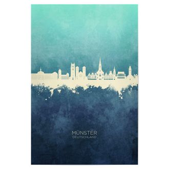 artboxONE Poster 30x20 cm St&auml;dte M&uuml;nster Germany Skyline NavyCyan - Bild m&uuml;nster Cityscape Deutschland