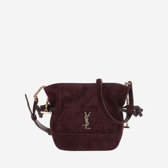 Saint Laurent Womens Suede Shoulder Bag Bordeaux Leather And