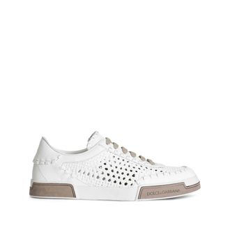 Dolce & Gabbana Wei&szlig;e Schn&uuml;r-Sneakers mit Gummisohle - - Shoes - Herren - Wei&szlig; - 40 EU