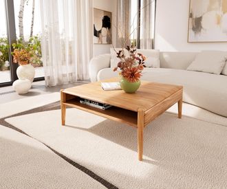 DELIFE Couchtisch Simcha 90x90 cm Akazie Natur 1 Fach, Couchtische