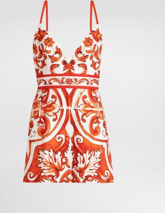 Dolce & Gabbana Kleid Aus Mattenstoff Mit Majolika-print - Frau Kleider Mehrfarbig 42