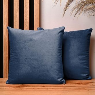 MG Design 2er Set Kissenbez&uuml;ge 30 x 30 cm in Marineblau - mit Rei&szlig;verschluss, samtig-weich mit dezentem Schimmer, pflegeleicht & langlebig