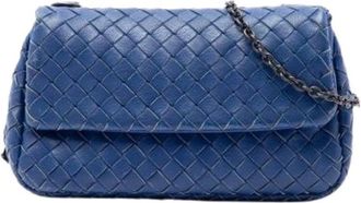 Bottega Veneta Pre-owned Sac bandouli&egrave;re en cuir tress&eacute; - Femme - Pre-owned - Bleu - Taille: ONE Size