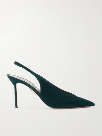 Aquazzura Voltaire 85 Slingback-pumps Aus Veloursleder - Gr&uuml;n