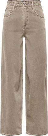 Only Only, Femme, Jeans, Beige, Taille: 38 FR Jean Classique Taille Haute en Coton avec Fermeture &Eacute;clair et Bouton