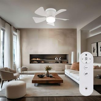 Globo Lighting LED Deckenventilator Ventilator Fernbedienung Tageslichtlampe L&uuml;fter wei&szlig; Timer CCT, 10W 750lm warmwei&szlig;-kaltwei&szlig;, D 40,6 cm