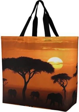 Generic Coucher De Soleil Sur La Savane Africaine Sac Fourre Tout Grand Sacs De Courses Pliable Sac Cabas Pour Plage Shopping Gym