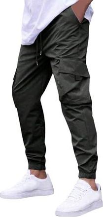 Generic Pantalon de surv&ecirc;tement cargo pour homme avec cordon de serrage r&eacute;glable - Taille &eacute;lastique - Respirant - Pantalon de sport - Plusieurs poches - Panta