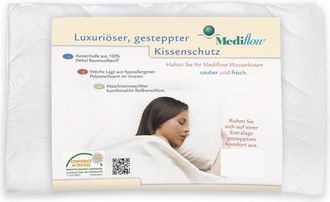 Mediflow Gesteppter Kissenschutz: Schutz mit Reißverschluss vor Staub und Allergenen, fügt eine Schicht von Luxus und Komfort hinzu (50 x 70 cm)