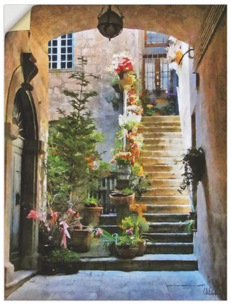 Artland Wanddeko Wandtattoo selbstklebende Vinylfolie 45x60 cm Gem&auml;lde Architektur Blumen Italien St&auml;dte Kunst Mediterran U2TC