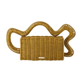 Cult Gaia Womens Elsa Clutch Beige Raffia