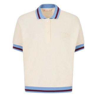 Marni Femme, Tops, Blanc, Taille: 38 FR Polo &agrave; Manches Courtes en Piqu&eacute;