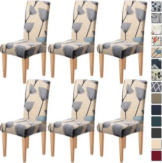 Dioxide Stuhlhussen Moderne Sitzbezüge mit Druckmuster, Elegante Sitzbezug mit Muster Universal Hussen Für Stühle, Chair Cover Pflegeleichte für Bankett,Resta
