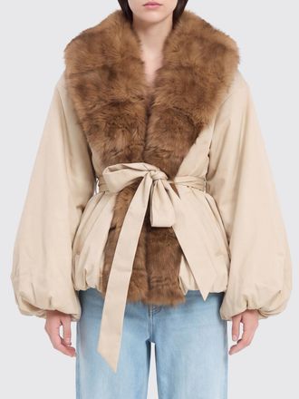 Rotate Manteau court en fausse fourrure avec col ch&acirc;le et ceinture