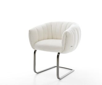DELIFE Freischwinger Jada-Flex Boucl&eacute; Soft Beige Freischwinger flach Graphit Taschenfederkern, Esszimmerst&uuml;hle