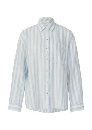 s.Oliver Langarmbluse Bluse Hemdbluse aus Leinenmix im Relaxed Fit