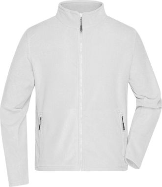 James & Nicholson Herren Microfleece Jacke - Klassisch geschnittene Jacke aus pillingfreiem Microfleece | Farbe: white | Gr&ouml;sse: 3XL