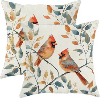 Generic Fall-Kardinalvogel Zierkissenbezug Modern Kissenbez&uuml;ge Mit Rei&szlig;verschluss Sofakissenbezug F&uuml;r Heimdekoration B&uuml;ro Hotel 45X45Cm 2Er Set