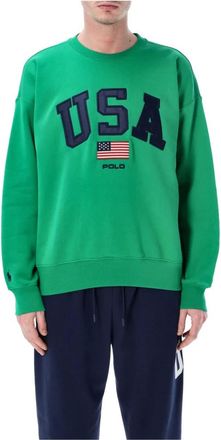 Polo Ralph Lauren Homme, Sweatshirts et sweats &agrave; capuche, Vert, Taille: L Vintage Fit Flag Fleece SweaT-shirt