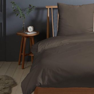 Pizuna 400 Fadenzahl aus Baumwolle Bettw&auml;sche Dunkel Braun,100% Langstaple Baumwolle Bettbezug und Kissenbezug, 100% Baumwolle Mako Satin 2-Teilig Bettw&auml;sche