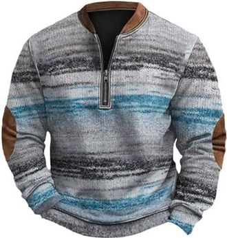 Generic Sweat-shirt pour homme sans capuche - Manches longues - Demi-fermeture &eacute;clair - Col rond - Coupe ample - Style r&eacute;tro - Tendance - D&eacute;contract&eacute; - Confor