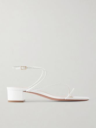 Aquazzura Sandales En Cuir Tress&eacute; Luca 35 - Blanc
