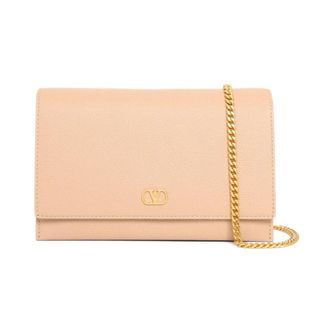 Valentino Garavani Beige Leder Kettengurt Klappentasche - - Bags - Damen - Rosa - ONE SIZE