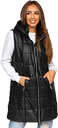 BOLF Femme Gilet de transition matelassee a Capuche Doudoune Blouson avec fermeture eclair Zipe Temps libre Sport Fitness Basic Outdoor Style 82019 Noir OS