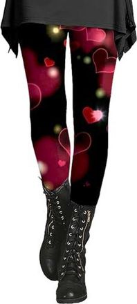 Generic Legging pour femme - Jambe droite - Legging de yoga avec poches - Coeur - Doux - Grande taille - Legging en forme de coeur - Legging &eacute;vas&eacute; pour le Nou