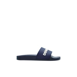 Dsquared2 Homme, Chaussures, Bleu, Taille: 43 EU Slides avec Logo