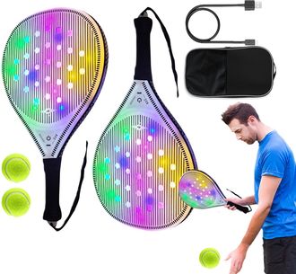 Generic Tennisschl&auml;ger F&uuml;r Erwachsene,USB Wiederaufladbare EVA Kohlefaser Schl&auml;ger Mit 2 B&auml;llen Sportzubeh&ouml;r Training Reisen Und Outdoor Sportaktivit&auml;ten