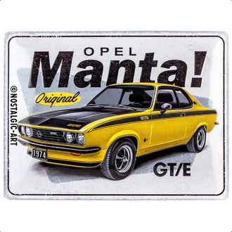 Nostalgic Art Retro Blechschild, 30 x 40 cm, Opel - Manta GT/E - Geschenk-Idee für Opel-Zubehör Fans, Original Lizenzprodukt (OLP), aus Metall, Vintage Design, Blec