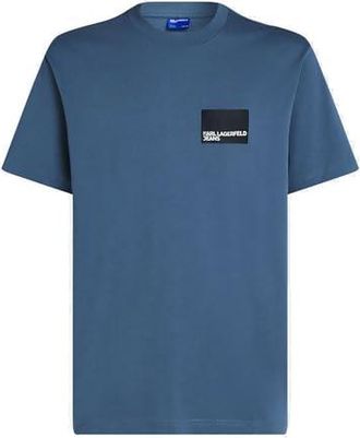 Karl Lagerfeld Karl Lagerfeld Jeans, Homme, T-Shirt &Agrave; Manches Courtes avec Logo Encadr&eacute;, Coupe R&eacute;guli&egrave;re, Bleu, M