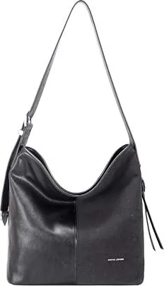 David Jones Sac Hobo Port&eacute; &eacute;paule Femme Ville - Sac bandouli&egrave;re Similicuir PU - Grande Capacit&eacute; - Bandouli&egrave;re ajustable - Pratique Chic Classique El&eacute;gant (Black)