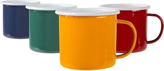 Argon Tableware Farbige Emaille -Tassen - 375ml - Packung Von 4-4 Farben