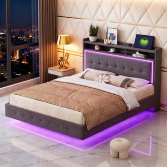 Generic Flexibles Wohlfühlbett 140x200 cm - Modern & Praktisch | Mit USB-Ladestation & LED-Lichtleiste | Frei am Kopfende platzierbar mit verstecktem Fuß | (G