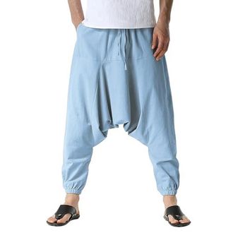 Generic Pantalons de jogging pour hommes pantalons d&eacute;contract&eacute;s &eacute;t&eacute; ample cordon de serrage taille moyenne pantalons de yoga avec poches, bleu, XXL