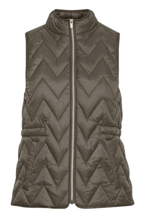 Fransa FRBAPADDING Damen Weste Steppweste Outdoor Weste mit Seitentaschen mit Rei&szlig;verschluss und Stehkragen normale L&auml;nge, Gr&ouml;&szlig;e:2XL, Farbe:Green Ink (190506