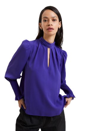 French Connection Damen Krepp-Licht, Schl&uuml;sselloch-Oberseite Bluse, Kobaltviolett, Small