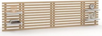 IDMarket Hängekopfteil aus AVA-Latten 240 cm helles Holz und weiße Regale