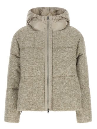 Herno Wool Boucl&eacute; & Sequin Down Jacket - Beige