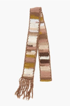 Dsquared2 Fringed Crochet Scarf size Unica
