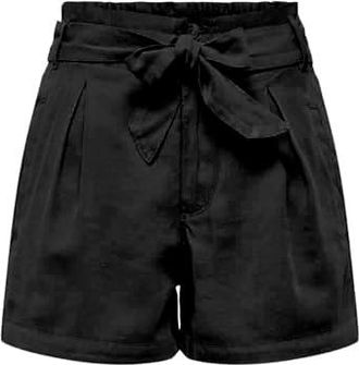 Only Onlaris Life Hw Belt Shorts CC WVN, Noir, S Femme
