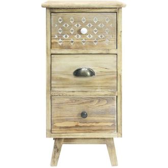 Mobili Rebecca Mobili Rebecca - Rebecca Mobili Schmaler 3 Schubladen Nachttisch aus antikem Holz für das Schlafzimmer