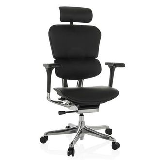 hjh OFFICE Chaise de Bureau en Cuir Ergonomique ERGOHUMAN GEN2 Design Original, Utilisation 24h/24, Fauteuil de Bureau avec Soutien Lombaire Flexible, Assise rem