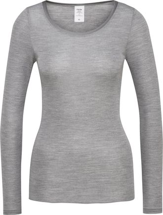 CALIDA True Confidence Langarmshirt Damen, aus Wolle-Seide, Feinripp, temperaturausgleichend und geruchsneutralisierend